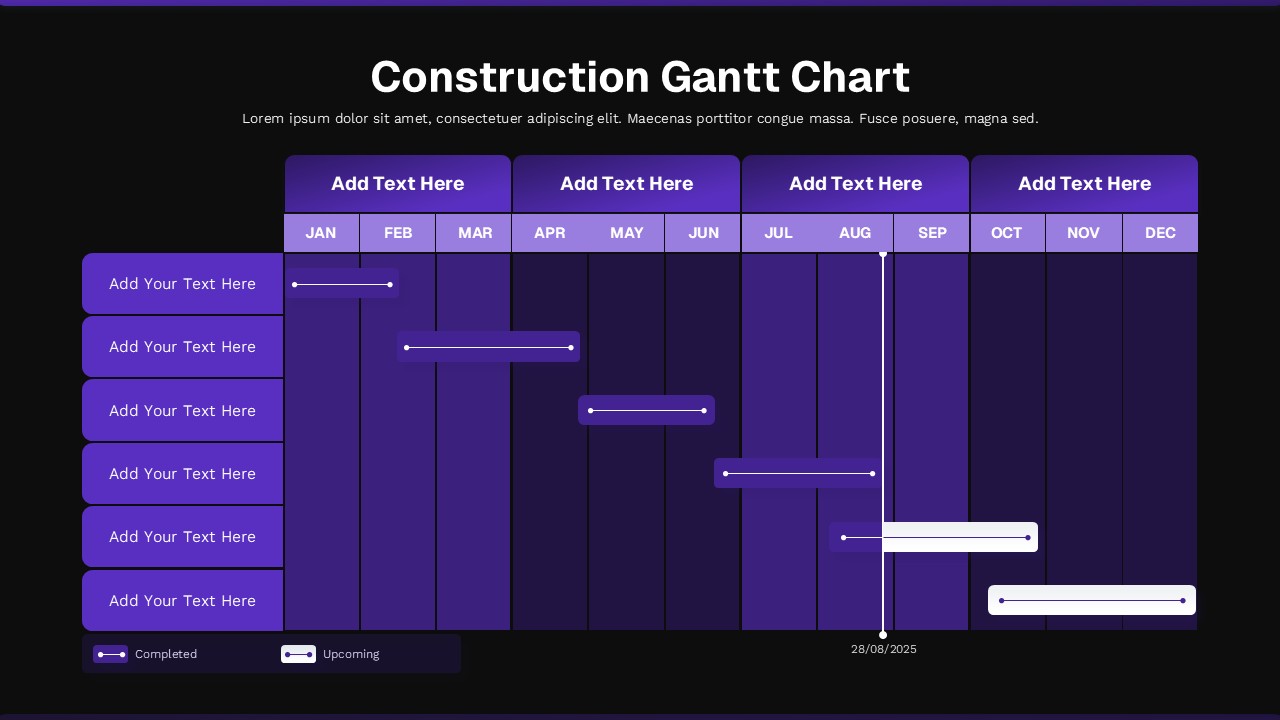 Construction Gantt Chart Presentation Template - SlidesDepot