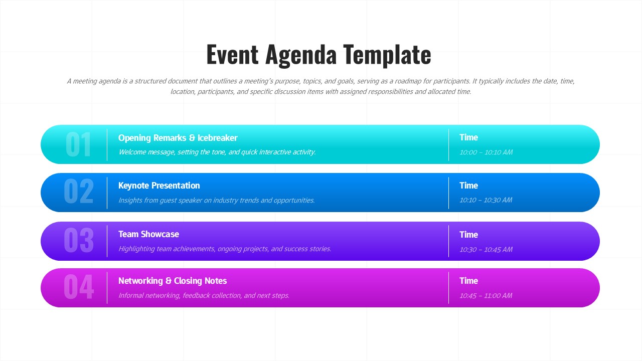 Event Agenda Template for PowerPoint & Google Slides - SlidesDepot