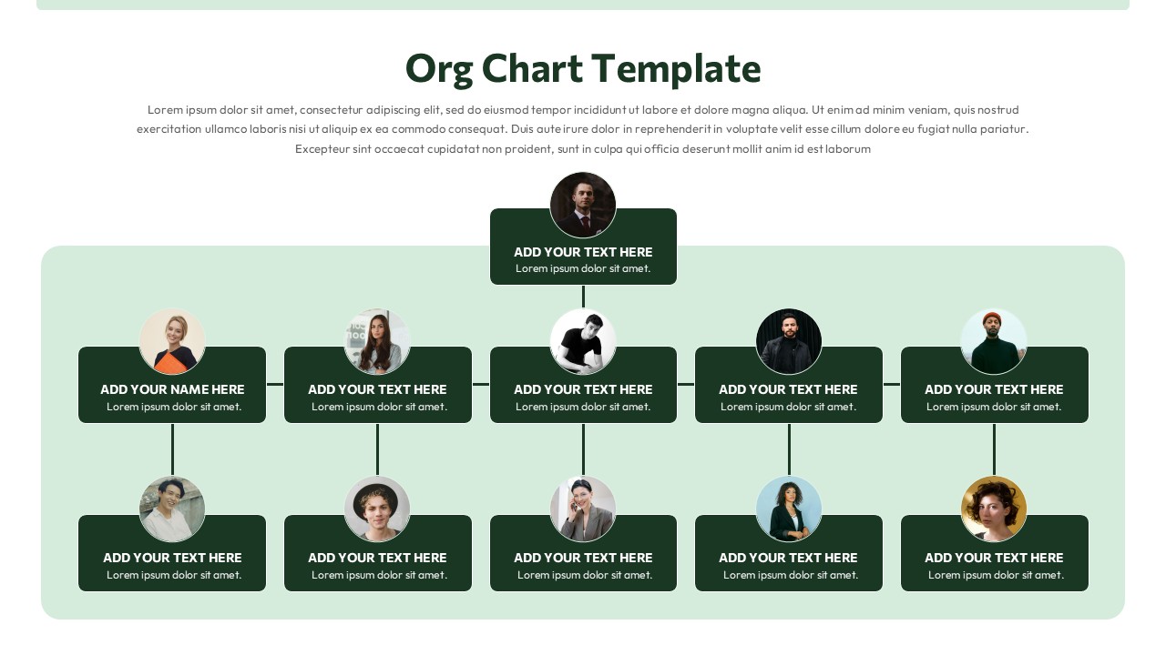 Modern Hierarchical Org Chart Design Template - SlidesDepot