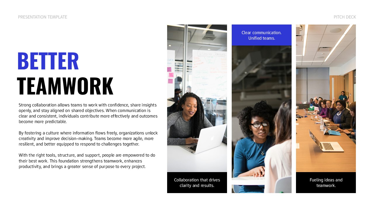 Ultimate Pitch Deck Presentation Template better teamwork - SlidesDepot