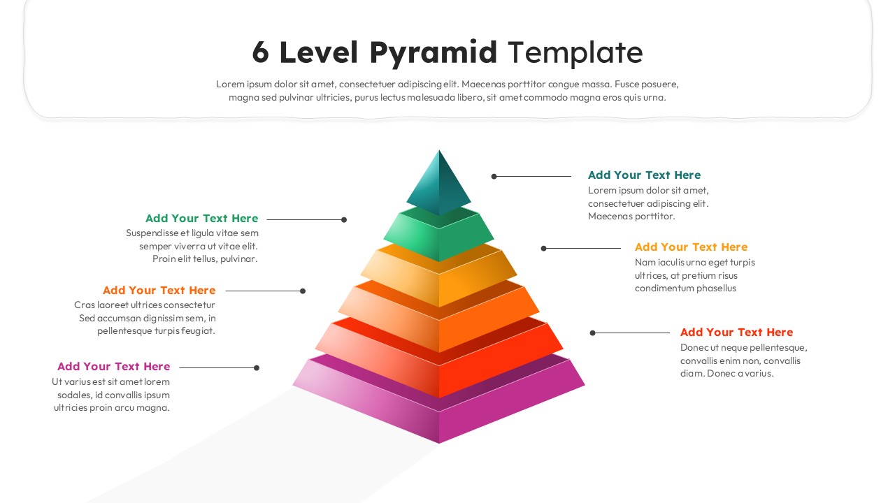 6 Level Pyramid Diagram Presentation Template - SlidesDepot