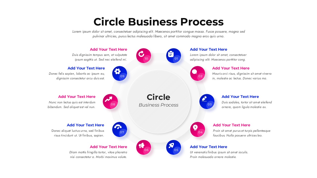 Circle Business Process Diagram Presentation Template- SlidesDepot