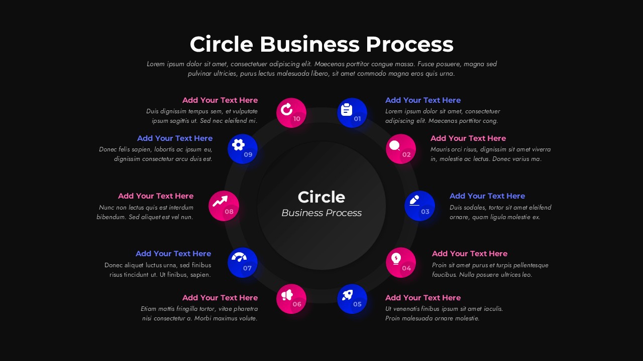 Circle Business Process Diagram Presentation Template- SlidesDepot