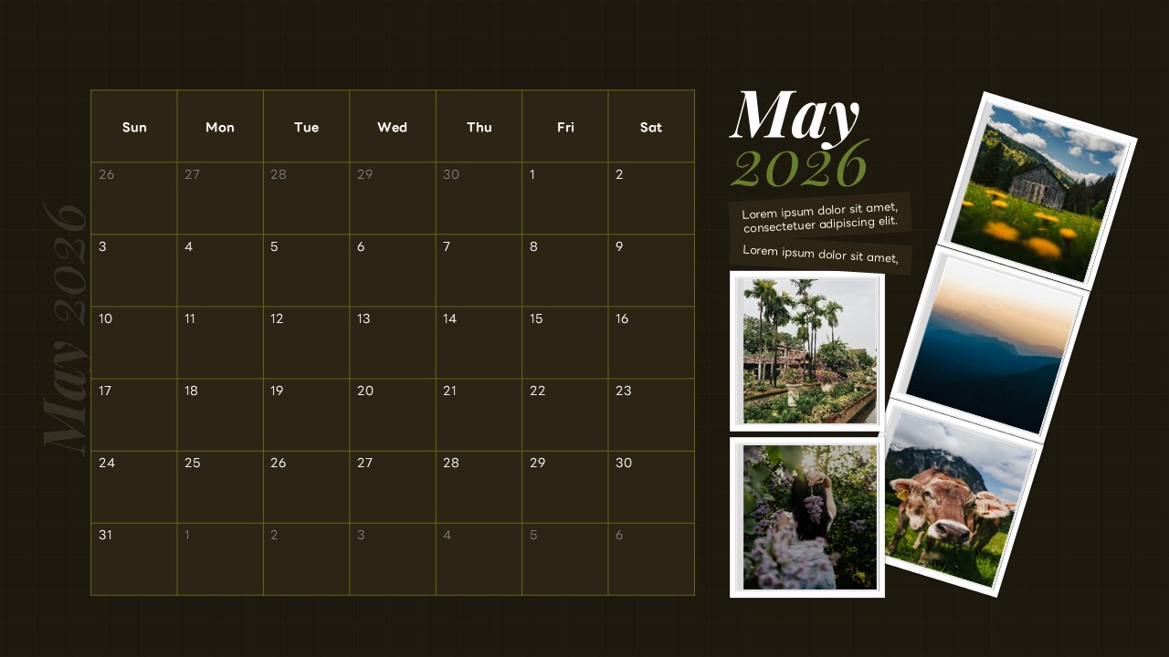 May Month Calendar 2026 template for PPT & Slides | SlidesDepot