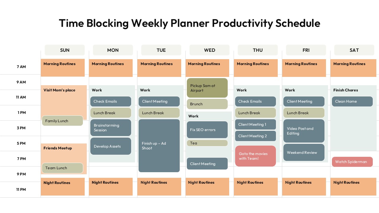 Time Blocking Weekly Planner - SlidesDepot